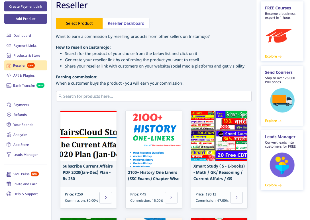 Make Money with the Reseller Network India on Instamojo