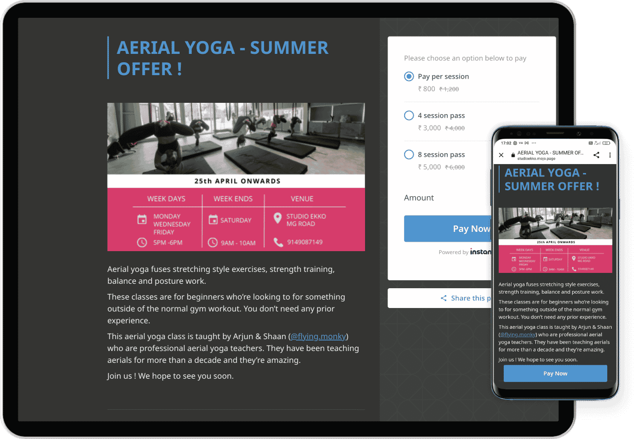Instamojo smart landing pages builder for eCommerce business