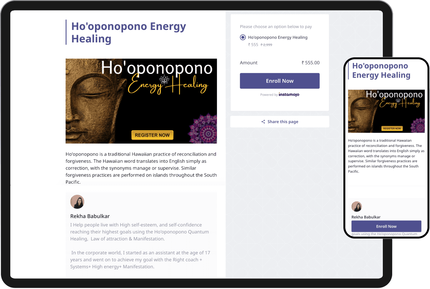 Instamojo smart landing pages builder for eCommerce business